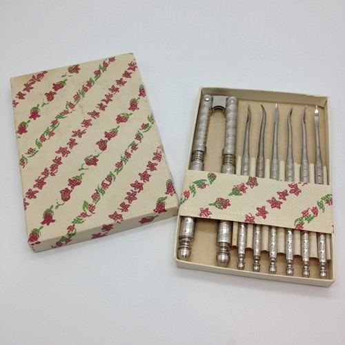 Vtg HMQ Nut Cracker and 6 Nut Pick Set In Original Box | eBay