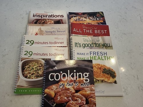 Set of 9 Pampered Chef Cookbooks, Cooking. Spiral Bound. Wipe Clean ...