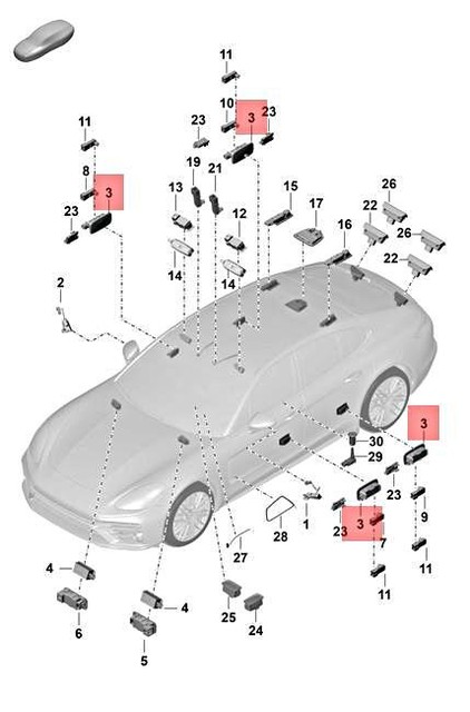 PORSCHE PANAMERA 971 FRONT LEFT INTERIOR COURTESY LIGHT 971947101 ...