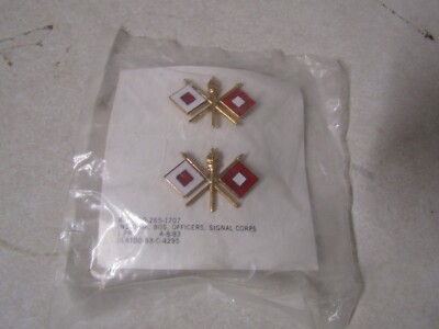 MILITARY INSIGNIA CREST DUI SET OF 2 BOS OFFICERS SIGNAL CORPS NEW IN ...