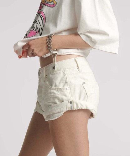 ONE TEASPOON Womens Milk Bandits Low Waist Denim Shorts - Milk White | eBay