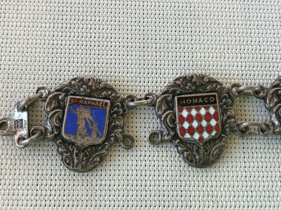 Vintage AA Lyon France french silver tone metal filigree enamel charm ...