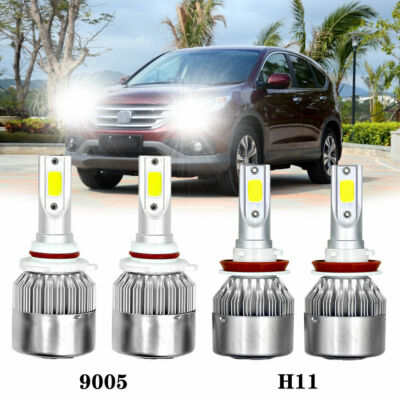 4 LED High Low Beam Car Headlight Combo Bulbs Kit Super White Bright ...