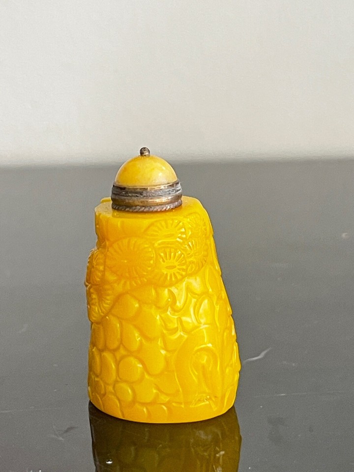 Superb Chinese Yellow Peking Glass Carved Tree Branch Bottle | eBay