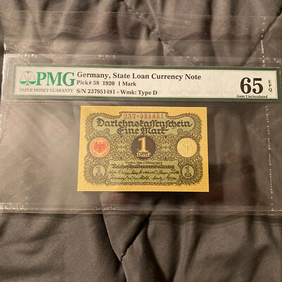 Rare Historical 1 German Mark 1920 - PMG Certified GEM UNC EPQ - WW1 ...