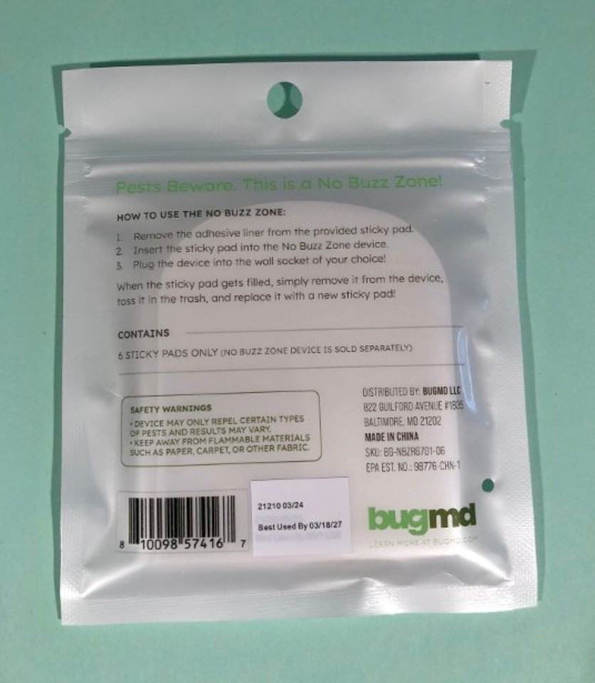 Genuine BugMD No Buzz Zone Flying Insect Extra-Strong Pad Refill (6 Refill Pads) | eBay