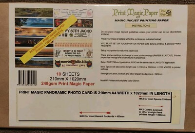 Panoramic Inkjet Photo Paper 248gsm 210x1020mm 10 Sheets | eBay Australia