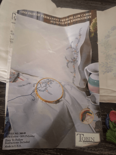 Tobin Stamped for Embroidery Pillowcase Pair Floral Design #300/49 NEW ...