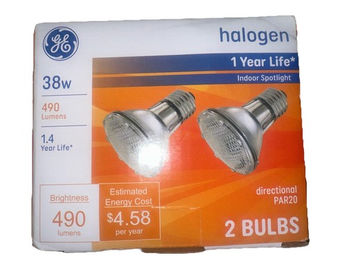 2pk GE Bulb Halogen Indoor Spotlight 38W 490 Lumens Directional Par 20 ...