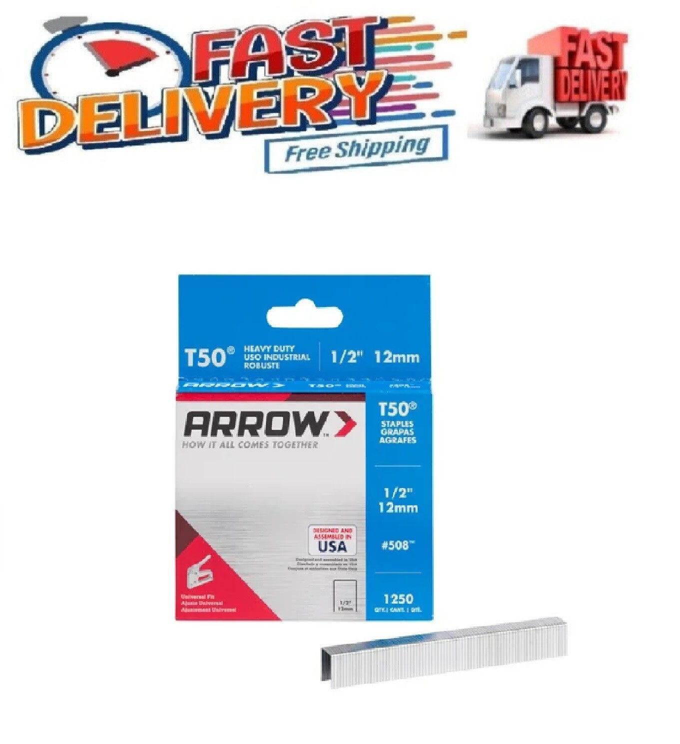 Arrow 508 Heavy Duty T50 1/2-Inch Staples 1250-Pack | eBay