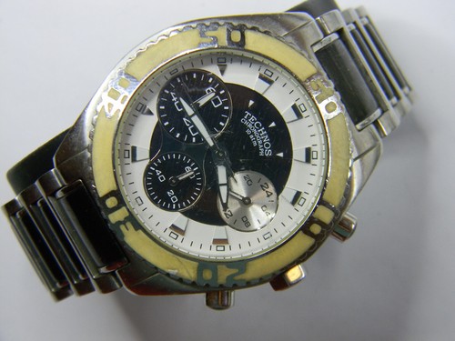 NICE VINTAGE TECHNOS CHRONOGRAPH MENS QUARTZ WATCH - NEW BATTERY - RUNS ...