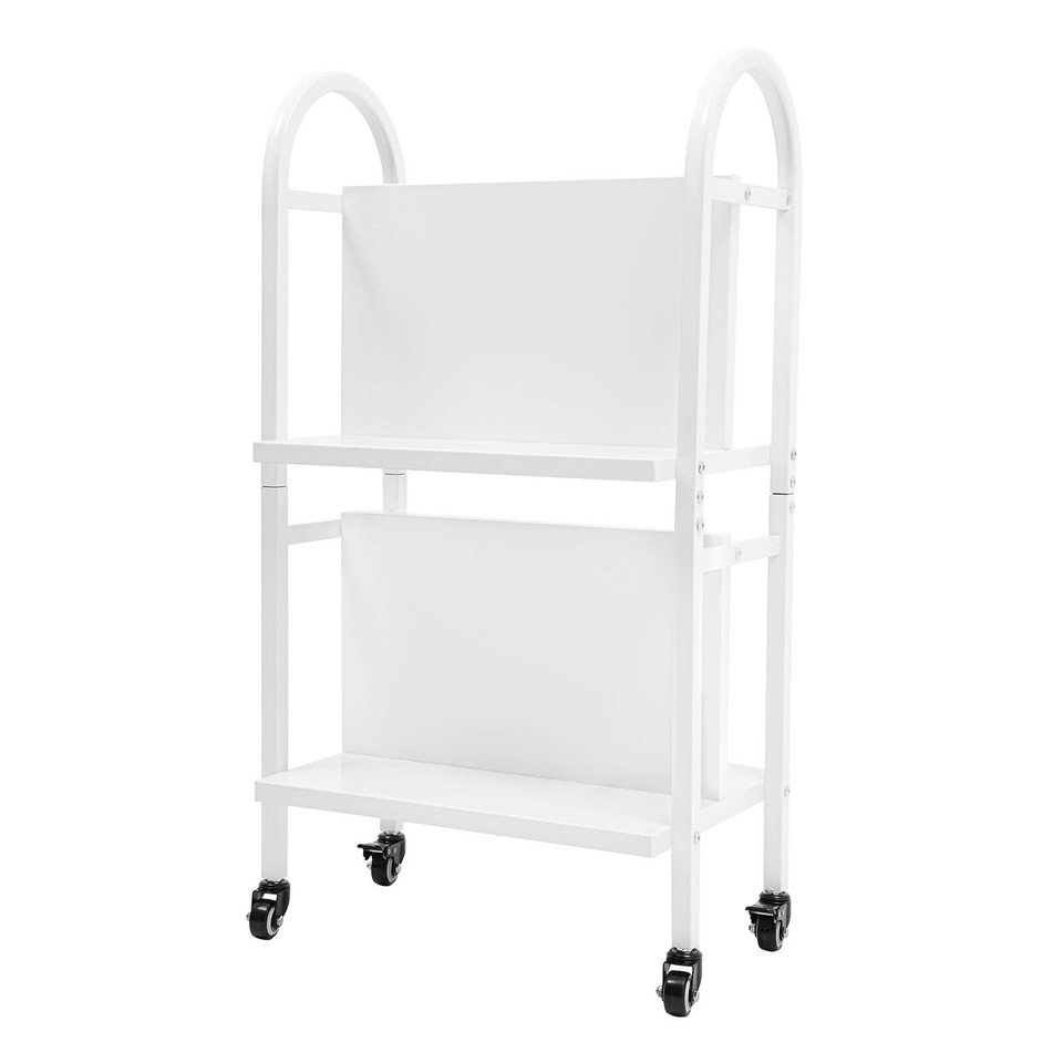 2Tier Rolling Book Cart+Wheels Office Library Newspaper Document ...