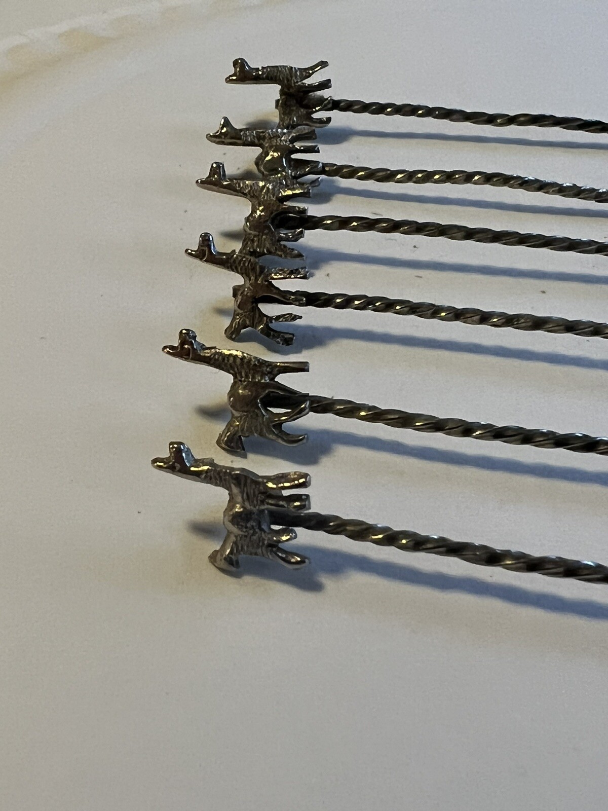 Vintage Handmade Sterling Alpaca Lama Cocktail Bar Olive Forks Set of 6 ...