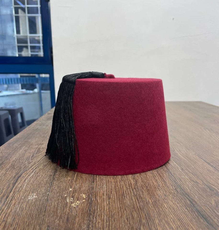 FEZ AUTHENTIC TURKISH GENUINE FES Ottoman Tarbush Dark Red & Silk ...