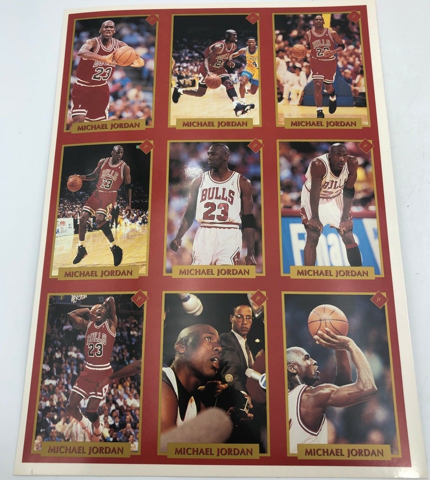 Michael Jordan Chicago Bulls Tuff Stuff Jr Uncut 4 Sheet 36 Basketball ...