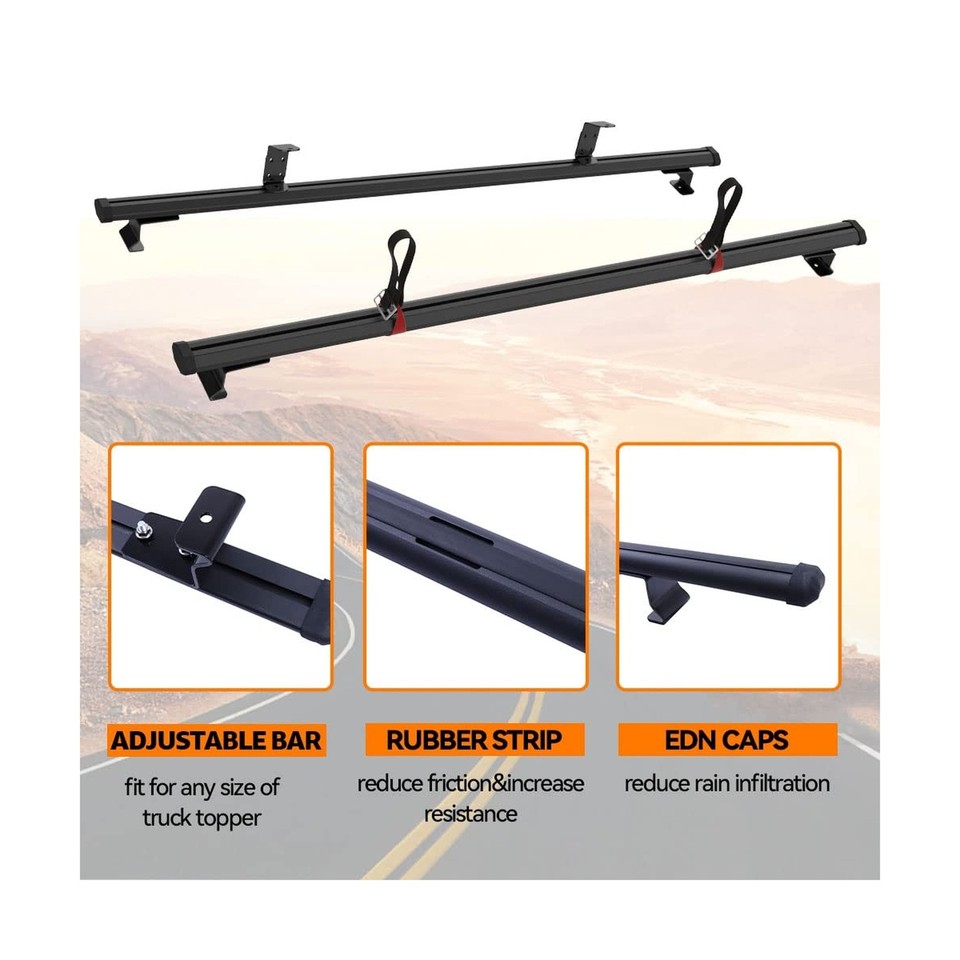 55" Truck Cap & Topper Ladder Roof Rack Adjustable Van Rack for Kayak ...