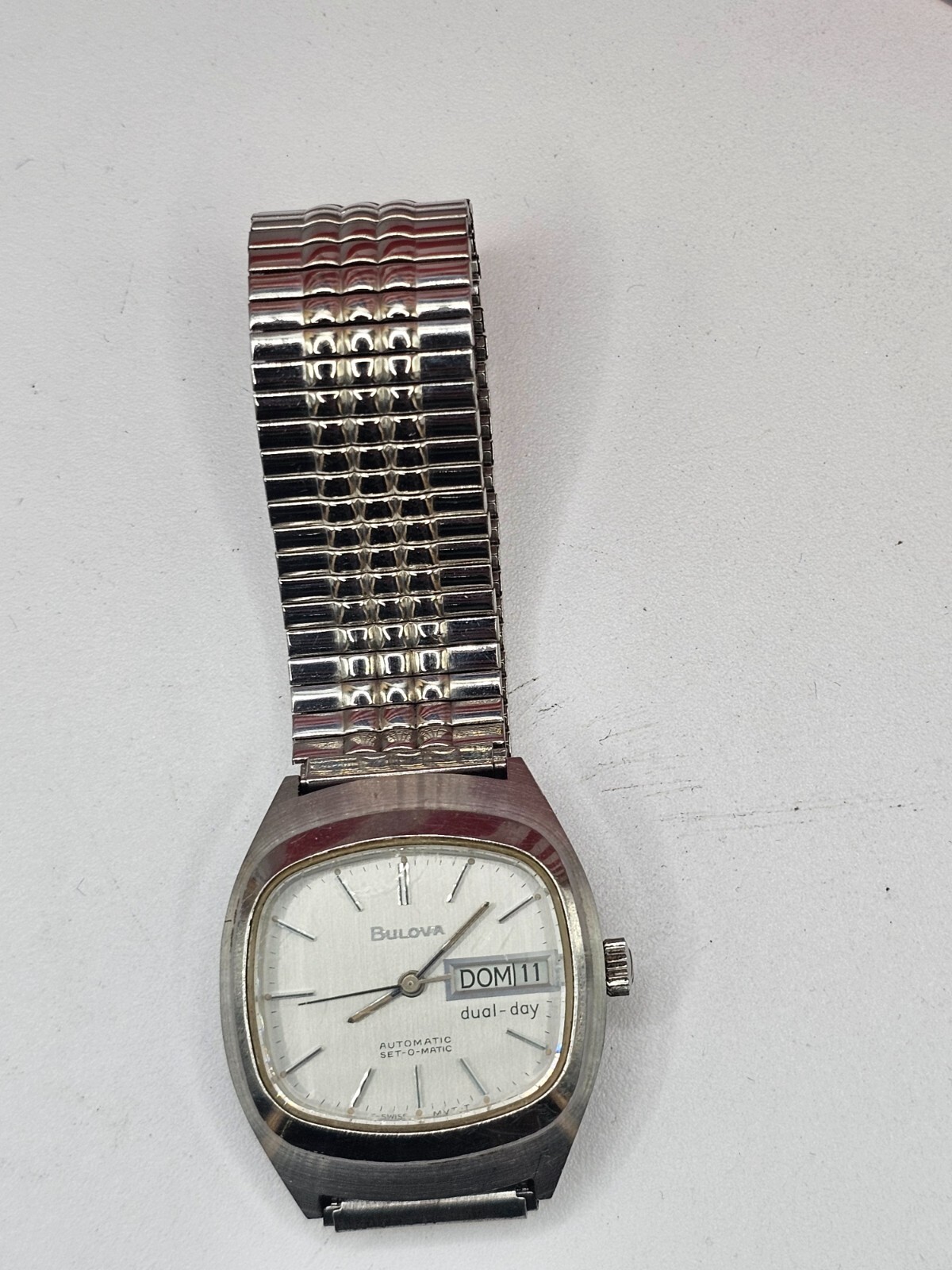 Vintage Bulova Automatic Set o Matic Dual Day wrist w… - Gem