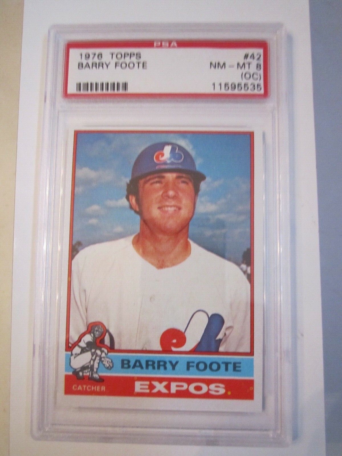 1976 BARRY FOOTE TOPPS BASEBALL CARD #42 PSA GRADED NM MT 8 (OC) BOX ZZ ...