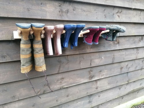 Welly wellington wellies wooden rack boot holder wall mounted 1 -10 ...