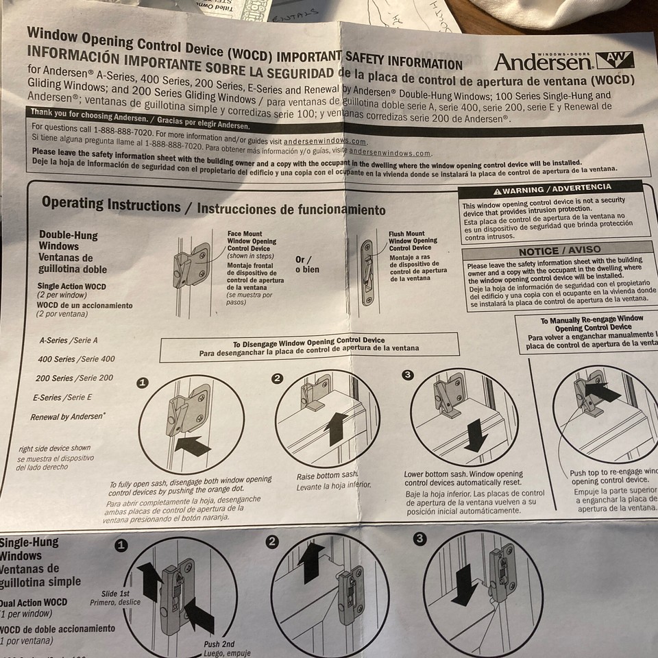 Andersen 100 Child Window Opening Control Device 9130514 -single & hung ...