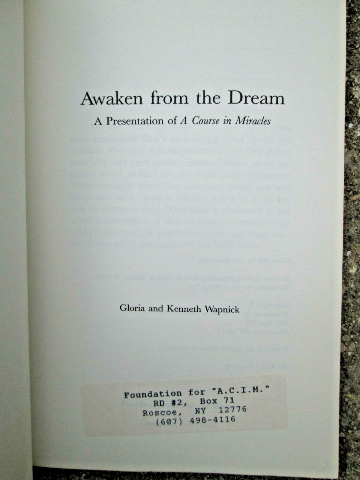 Awaken from the Dream : A Presentation of a Course in Miracles by ...