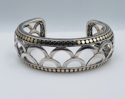 John Hardy Sterling Silver & 18k Yellow Gold Naga Scales Pattern Cuff ...