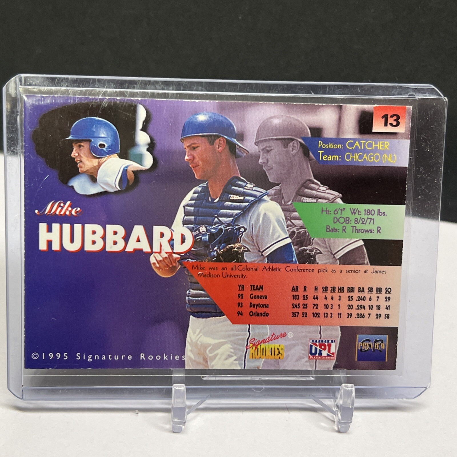 1995 Signature Rookies - Previews Signatures #13 Mike Hubbard /6000 (AU ...