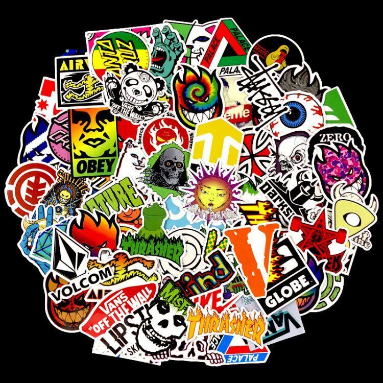Kids Sticker Lot Mixed Designs 100-Pack Skateboard Stickers - Vinyl ...