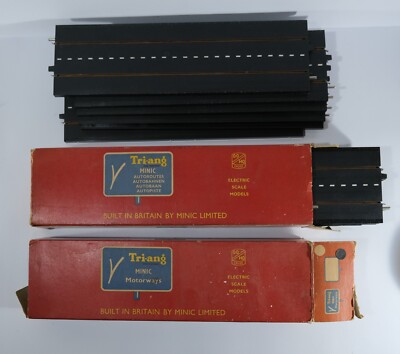 12 Tri-ang Minic Motorway M1609 Black Double Straight Track 2 Boxed set ...