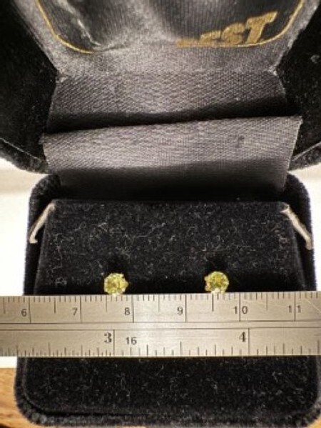 SOLID STAMPED 14K Yellow Gold 4mm Round PERIDOTS Earr… - Gem