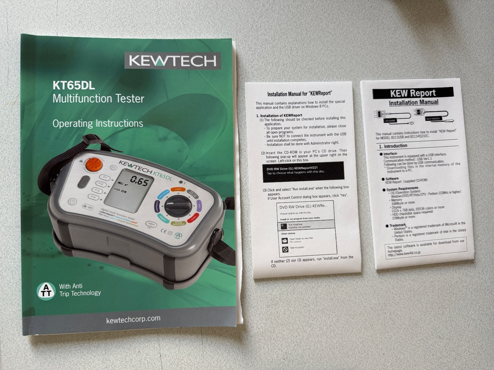 Kewtech KT65DL Multifunction Tester and Kewtech Testing Accessory kit ...
