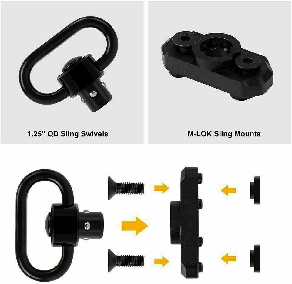 M-LOK MLOK Quick Release Sling Mount Push Button QD Sling Swivel Sling ...