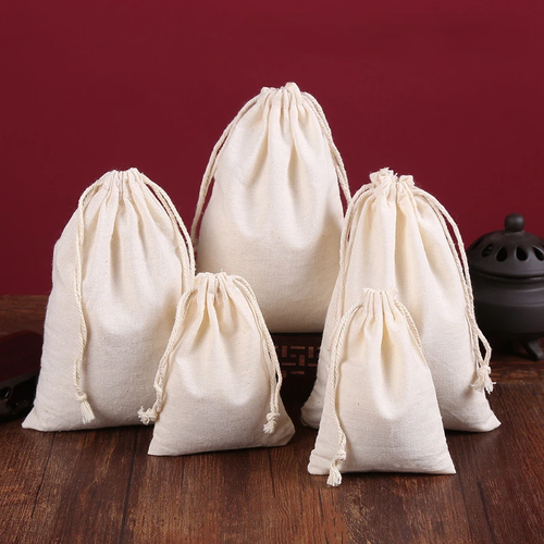 50-300 Pcs/Lot Linen Cotton Drawstring Storage Bag for Gift Package DIY ...