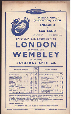 British Railways 1957 Football Excursion Train Handbill to London ...