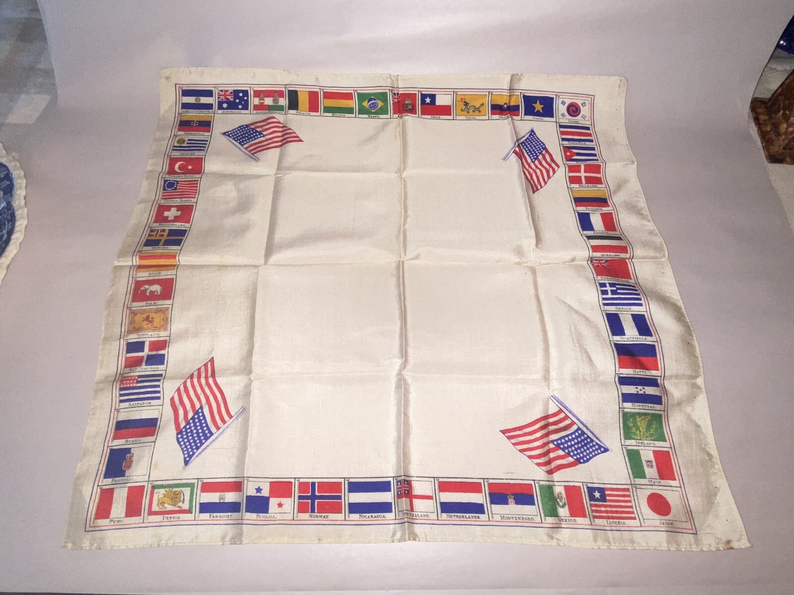 1920’s Silk Political Handkerchief American Flags And Other Country’s ...