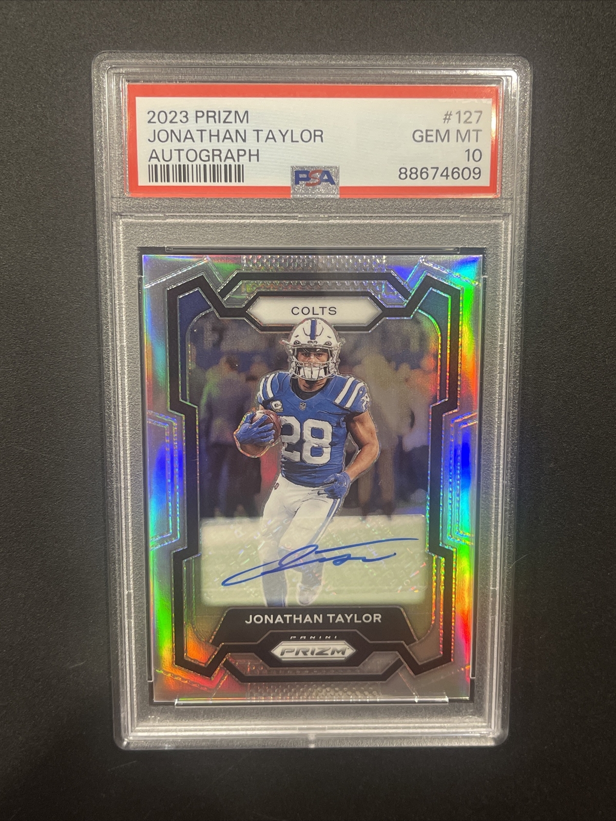 Jonathan Taylor Autographed Signed 2023 Panini Prizm Silver Auto PSA # ...