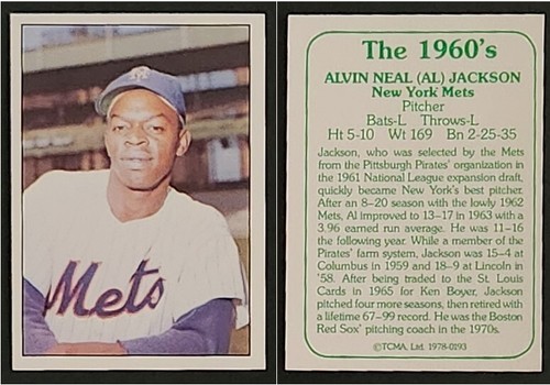 AL JACKSON "THE 1960's" - NM/MT+ - 1978 TCMA # 193 - NEW YORK METS ...