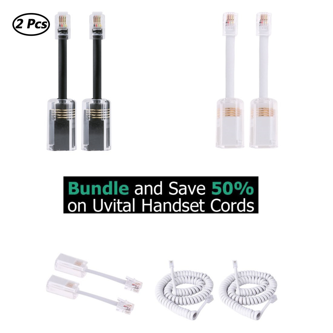 2x Telephone Cord Detangler 360 Extended Landline Cable Untangler RJ9 ...