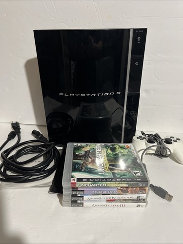 Sony PlayStation 3 PS3 Fat Console 80GB with Box, 1 Controller 4 Games ...