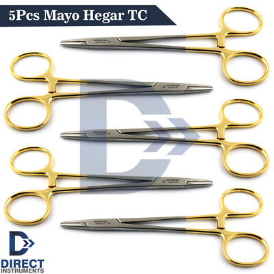 5 Pieces Surgical TC Mayo Hegar Needle Holders Serrated Suture ...
