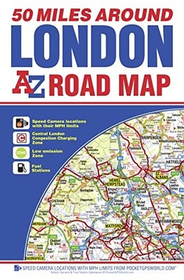 A-Z 50 Miles around London Road Map by Geographers A-Z Sheet map ...