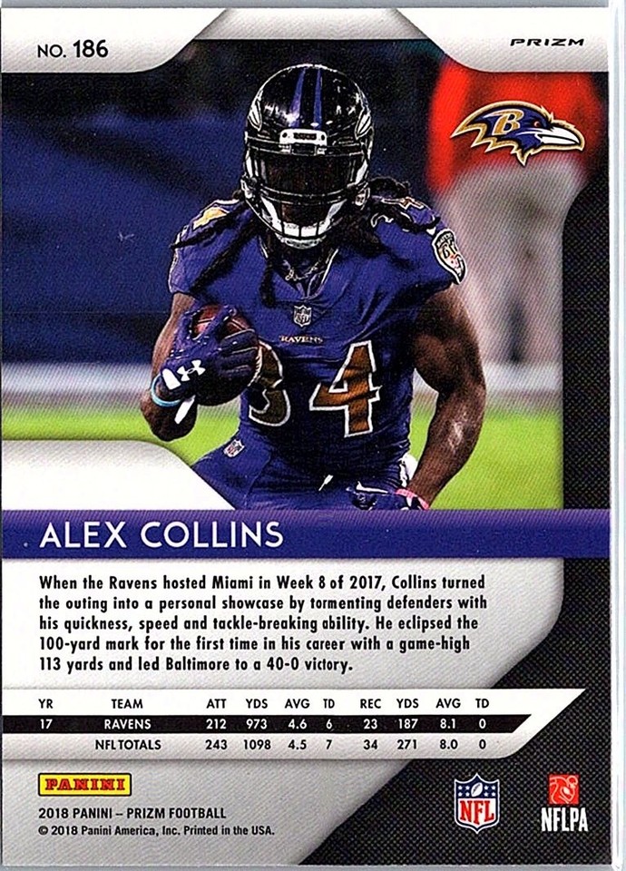 2018 Panini Prizm #186 Alex Collins Prizm Lazer | eBay