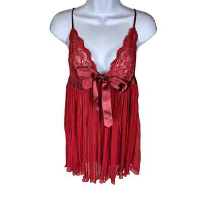 Victoria’s Secret Maroon Red Lace Tie Waist Mini Teddy Women’s Size ...