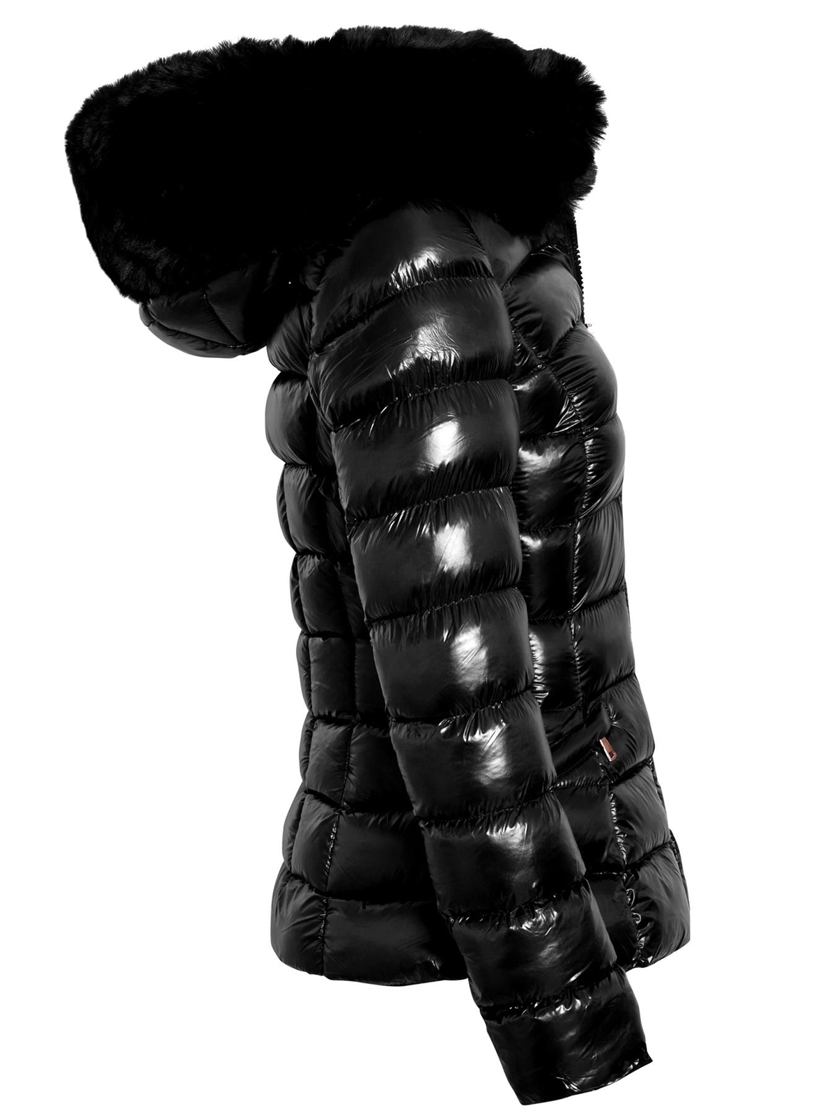 Womens Shiny Coat Winter Showerproof Faux Fur Hooded jacket Size 10 12 ...