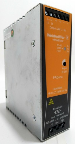 Weidmuller Power Supply Unit PSU 24V 5A Model Pro Eco 120W 1469480000 ...