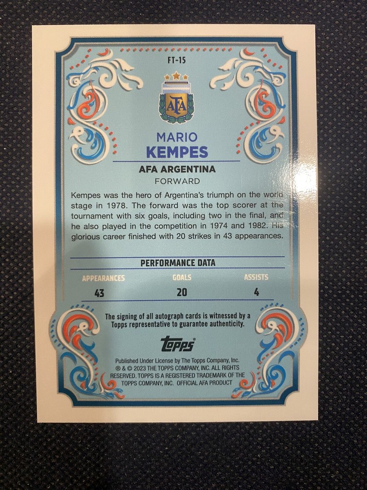 2023 Topps Argentina Fileteado Mario Kempes Auto Signed Autograph | eBay