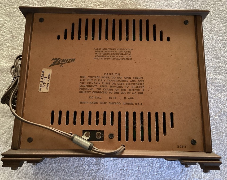 Zenith Solid State Radio A-428-M Desktop Wood Cabinet 1950s All ...