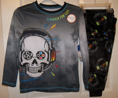 Glow In Dark Gamer 4 Life 2 Piece Flame Resistant Pajama PJ Boys Size 6 ...