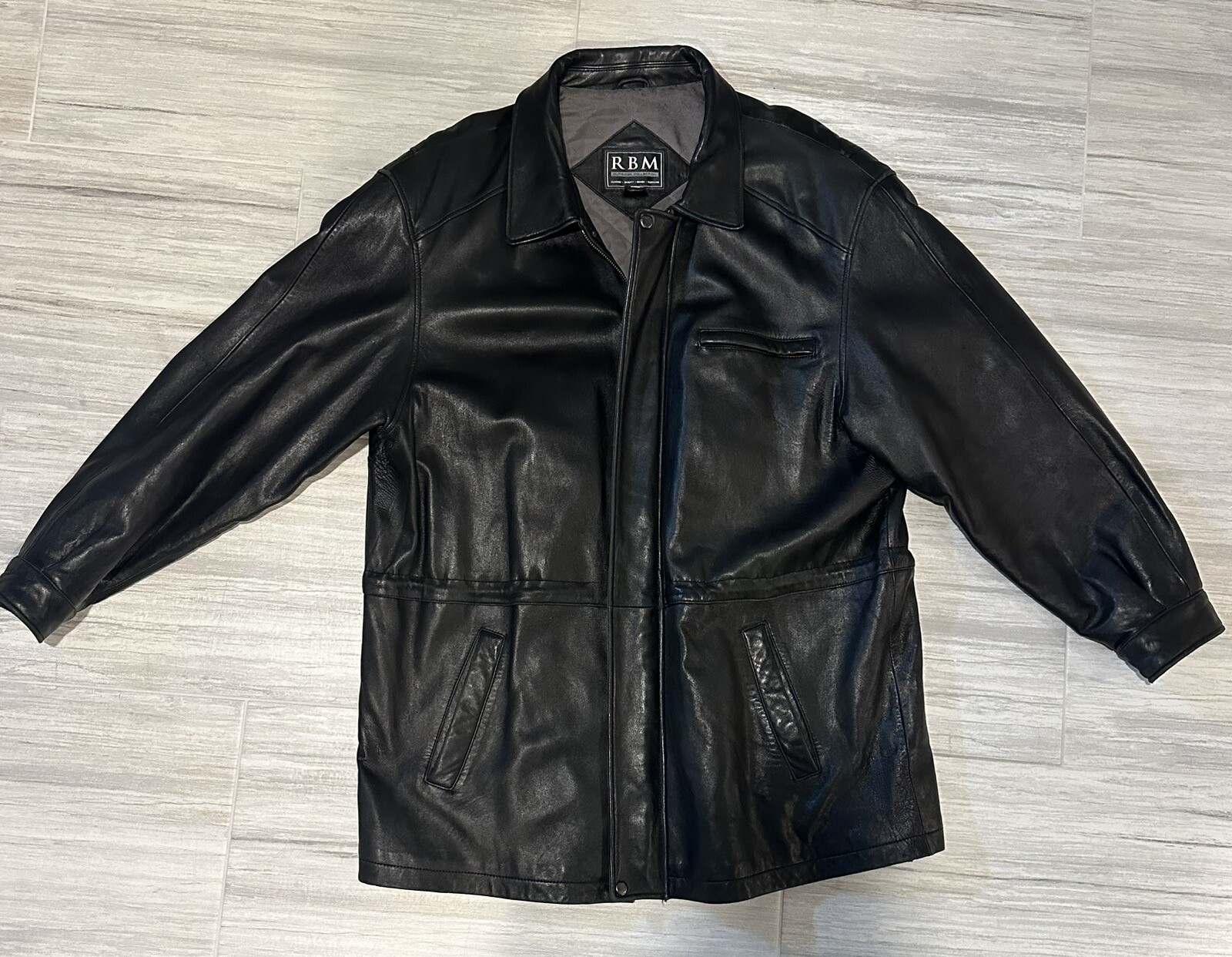 Men’s Vintage Leather Barn Jacket Black XL Mid Thigh Length | eBay