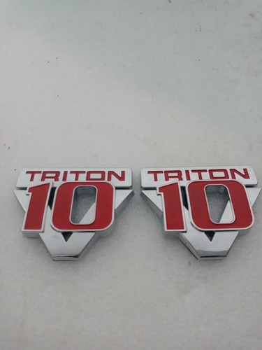 2 PCS Ford F-150 Triton V10 Front Fender Emblems Badges Chrome/Red ...